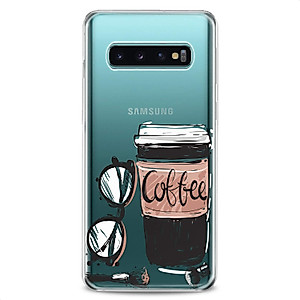 Cavka Case Compatible with Samsung S24 S23 S22 Plus S21 FE Ultra S20+ S10 Note 20 S10e S9 Clear Beauty Coffee Pink Cute Phone Girls Slim fit Lady Gentle Cute Print Design Flexible Silicone Glamours