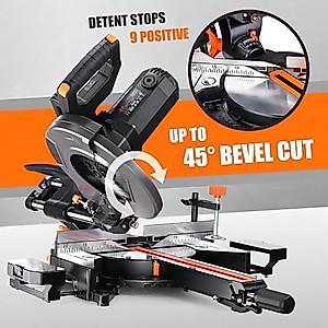 ENGiNDOT Sliding Miter Saw,10",4500&3200 RPM,3 Blades,Laser Guide, 15-Amp, Bevel Cut (0°- 45°) for Wood, PVC or Soft Metal Cutting Compound Miter Saw