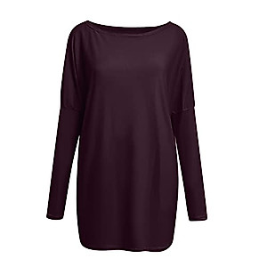 Stretch Tee Shirts Women Oversized T Shirts for Women Tunic Tops to Wear with Leggings Long Sleeve Fall Sweaters Dressy