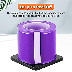 Annhua Barrier Film for Dental Barrier Tape Tattoo Tape 4" x 6" Disposable Barrier Sheets with Edge Dispenser Box, Disposable Plastic Perforated Sheets Film Dressing - 1200 Sheets|1 Roll - Purple