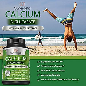 Premium Calcium D-Glucarate Supplement with Milk Thistle Extract - Calcium D-Glucarate for Liver Support & Detox Support – 500mg of Calcium D-Glucarate Per Serving – 60 Capsules