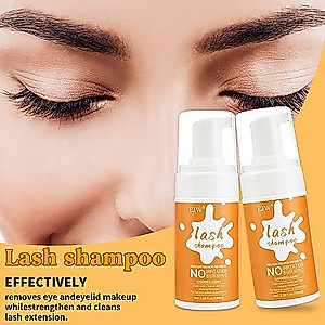 𝗪𝗜𝗡𝗡𝗘𝗥 𝟮𝟬𝟮𝟯* 100ml Lash Shampoo Eyelash Extension Cleanser Kit - Oil-Free Foam, Complete Lash Care Set with Bowl, Brushes, Comb - Cluster Lash Wash & Dustcare Included