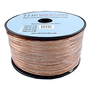The Wires Zone Car Home Audio Speaker Wire Transparent Clear Cable 16AWG 16/2 Gauge (250 feet)