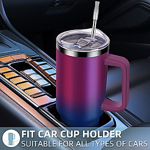 40 oz Tumbler with Handle and Straw, 100% Leak Proof Tumblers Cup, Stainless Steel Insulated Travel Coffee Mug, Keeps Drinks Cold for 24 Hours or Hot for 10 Hours, Fits for Car Cup Holder, PurpleBlue