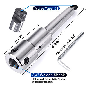 RupXinSplend Annular Cutter Arbor-with-MorseTaper - MT2 to 3/4" Weldon Shank for Annular Cutter Adapter Drill-Use Extension on Drill Press by RupXinSplend