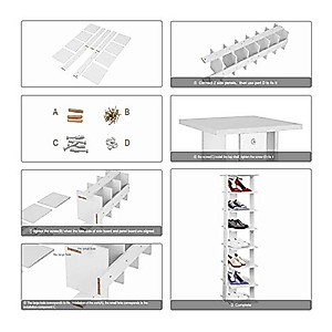 MorNon 7-Tier Shoe Rack，Shoe Storage Tower Modern White Wooden Shoe Shelves for Bedroom Living Room Saving Space (White)