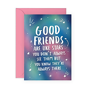 CENTRAL 23 Friend Birthday Card Men Women - 'Friends Are Like Stars' - Best Friend Birthday Cards For Her Him Male Female - Friendship Gifts - Comes With Stickers