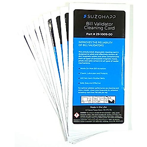 Dollar Bill Validator / Acceptor Pre-saturated Cleaning Card 10/pk