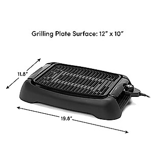 Elite Gourmet EGL-3450 Smokeless Indoor Electric BBQ Grill Dishwasher Safe, PFOA-Free Nonstick, Adjustable Temperature, Fast Heat Up, Low-Fat Meals Easy to Clean Design, Black