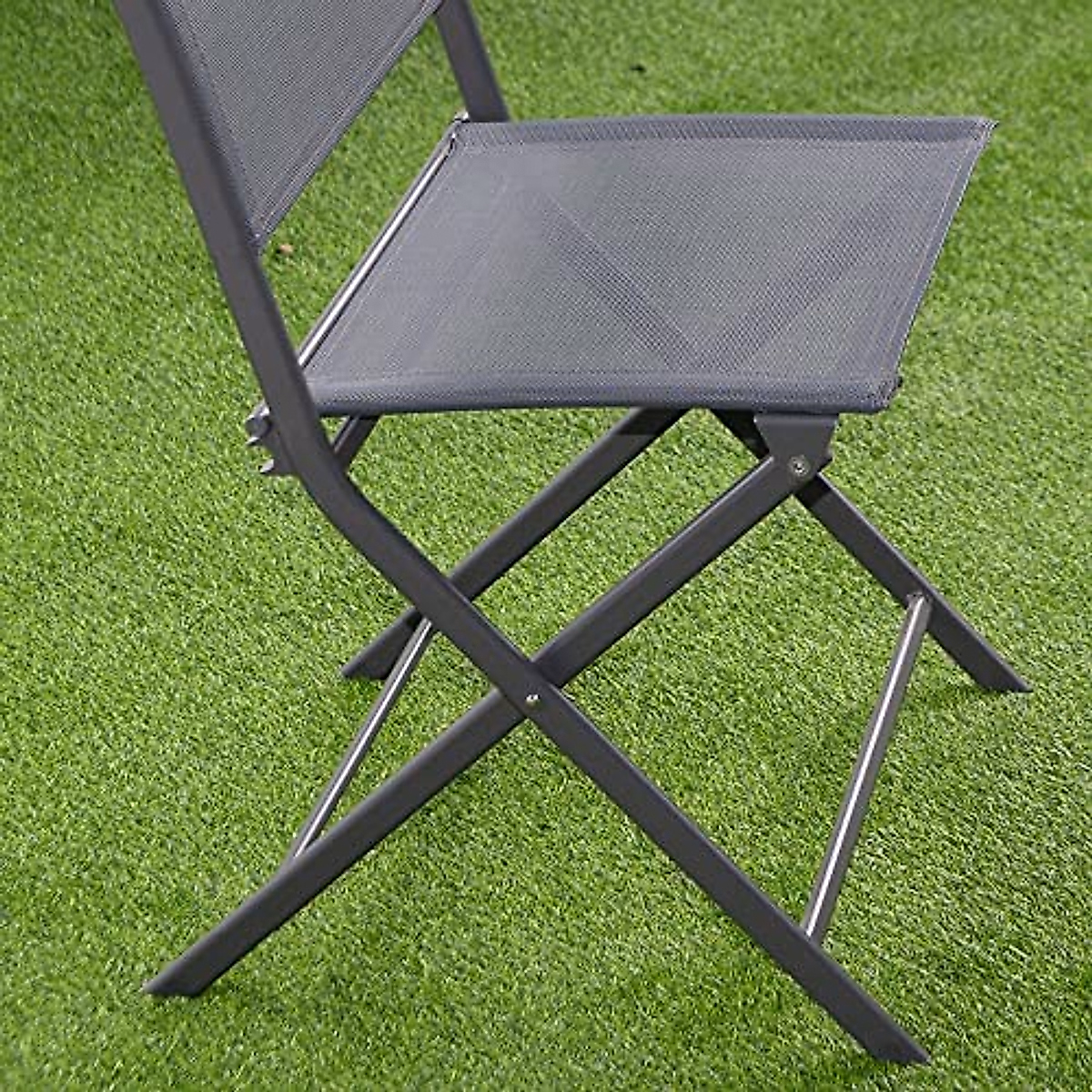 N/A 3 Pcs Bistro Set Garden Backyard Table Chairs Outdoor Patio Furniture Folding Square Table