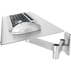 KATANFEI Wall Mount Keyboard Arm, Keyboard Tray Mouse Platform, Pull-Out Keyboard/Mouse Arm Mount Tray, Adjustable Keyboard Platform Silver Flexible Industrial Shelf (2 arm40cm)