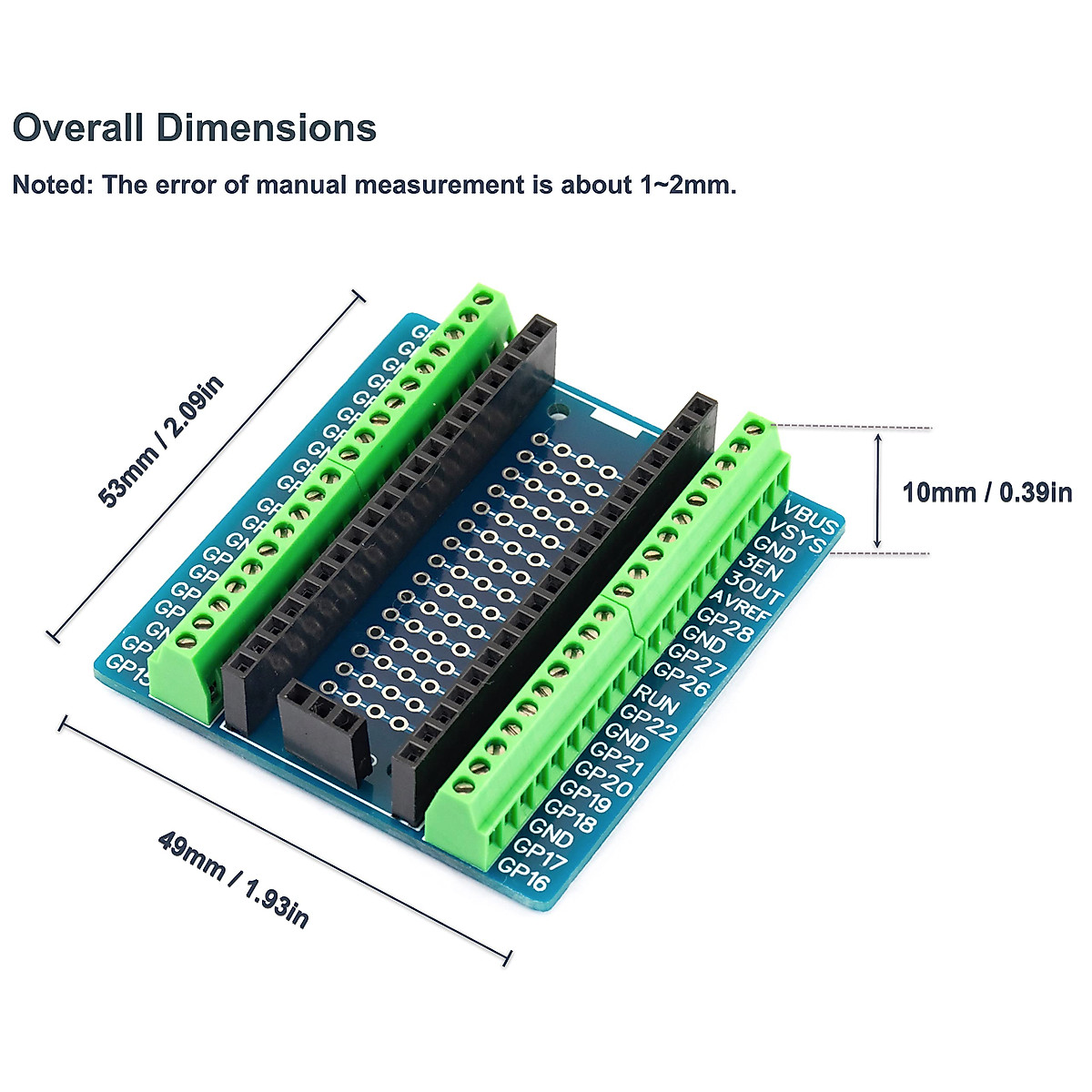 for PI PICO Mini Brekaout Board Soldered with Screw Terminal 2.54mm for Raspberry Pi Pico (1pcs)