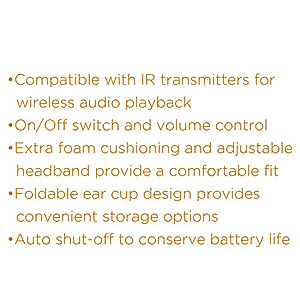 XO Vision IR620 Universal IR Infrared Wireless Foldable Headphones for In-Car TV, DVD, & Video Listening