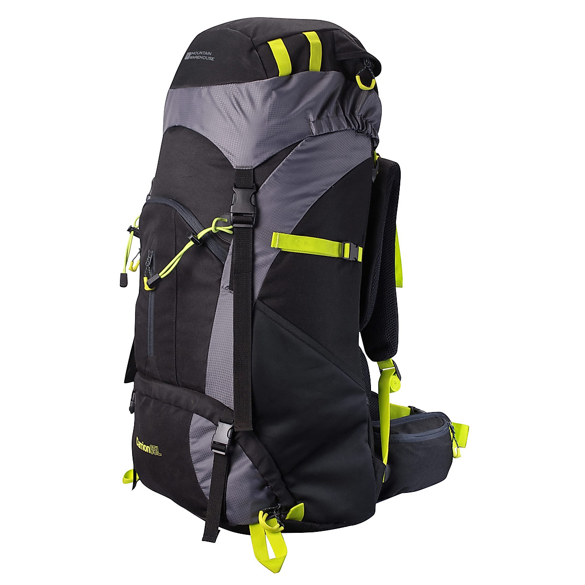 Mountain Warehouse Carrion 65L Rucksack - Padded Back Daypack Bagback Charcoal
