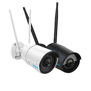 4MP WiFi OutdoorCam Bundle, White and Black, 2.4/5GHz WiFi, 100ft Night Vision, IP66 Waterproof, Smart Person/Vehicle Detection, Works with Google Assistant, RLC-410W