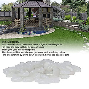 AXNOGAVH Glow in The Dark Rocks, Outdoor Luminous Stones Fluorescent Luminous Pebbles for Walkway Pathway Decor(100pcs-White)