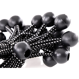 Kotap BB-6B Ball Bungee Cord, Heavy-Duty & Versatile, Indoor & Outdoor, Tarp Tie-Down, Organize & Secure, 6-Inch, Black, 25 Pack