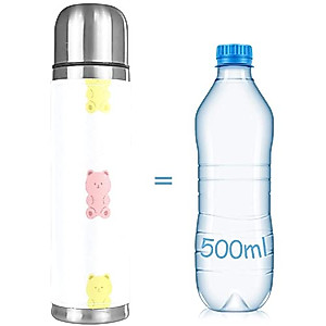 Stainless Steel Leather Vacuum Insulated Mug Bear Thermos Water Bottle for Hot and Cold Drinks Kids Adults 16 Oz