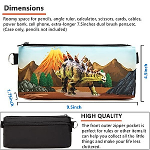 HSYA Pencil Case, Big Capacity Pencil Bag Pen Case with Zipper Lightweight & Spacious Pencil Pouch for Adults School Teen Girl Boy (Stegosaurus) (P18)