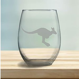 Kangaroo Etched Stemless Wine Glasses - Set of 2/4/6/8-20.5oz Glassware (Set of Eight (8))