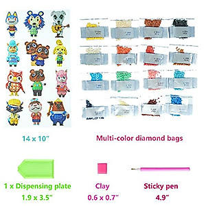 Diamond Painting Stickers 5D Diamond Art Stickers Mini Diamond Painting Kits DIY Animal Cartoon Theme Diamond Stickers Mosaic Stickers Handmade Art Craft 12 PCS
