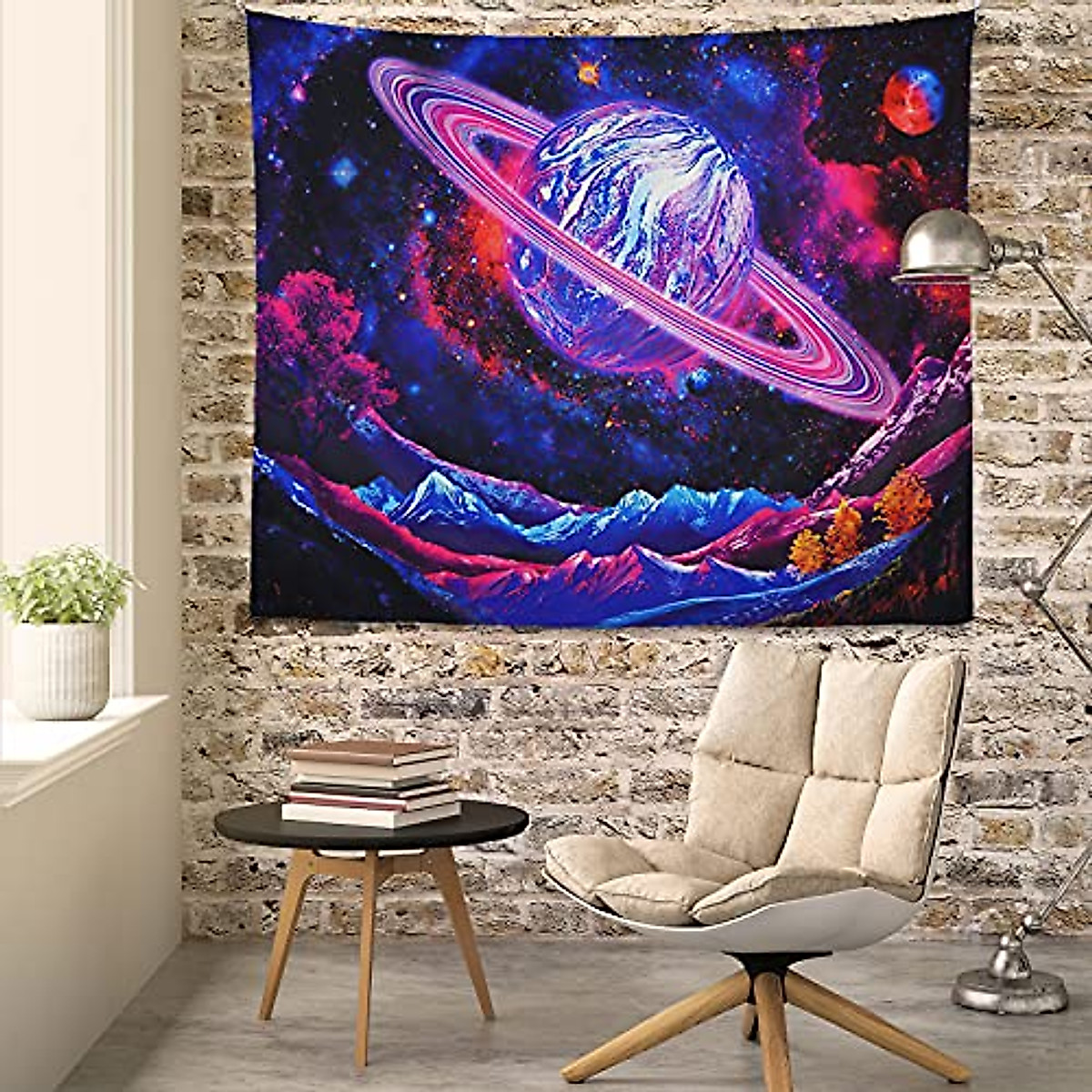 Instruban Planet Tapestry - Trippy Mountain Design Wall Hanging for Bedroom and Living Room - Magic Space Theme - 51.2 x 59.1 Inches