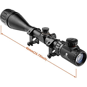 Beileshi 6-24X50 AOEG Optics Hunting Rifle Scope Red & Green Illuminated Crosshair Gun Scope with Flip Up Scope Covers