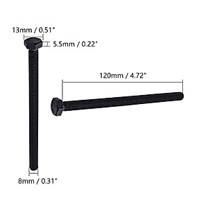 Aicosineg M8 x 120mm Carbon Steel Grade 8.8 External Hex Head Screw Bolts Metric Thread Hexagon Bolts Fastener for Hardware Furniture Machinery Black 10pcs