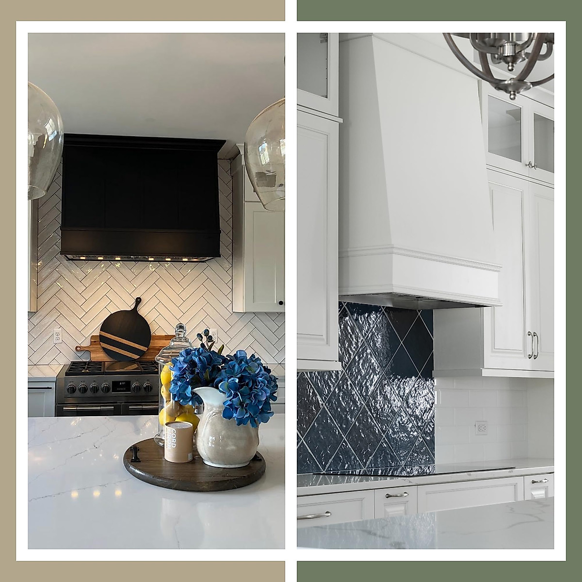 Riley & Higgs Angled Front Black Range Hood Cover With Decorative Molding - Wall Mounted Wood Range Hood Covers, Plywood and Maple | (31.5 W x 36 H inches)