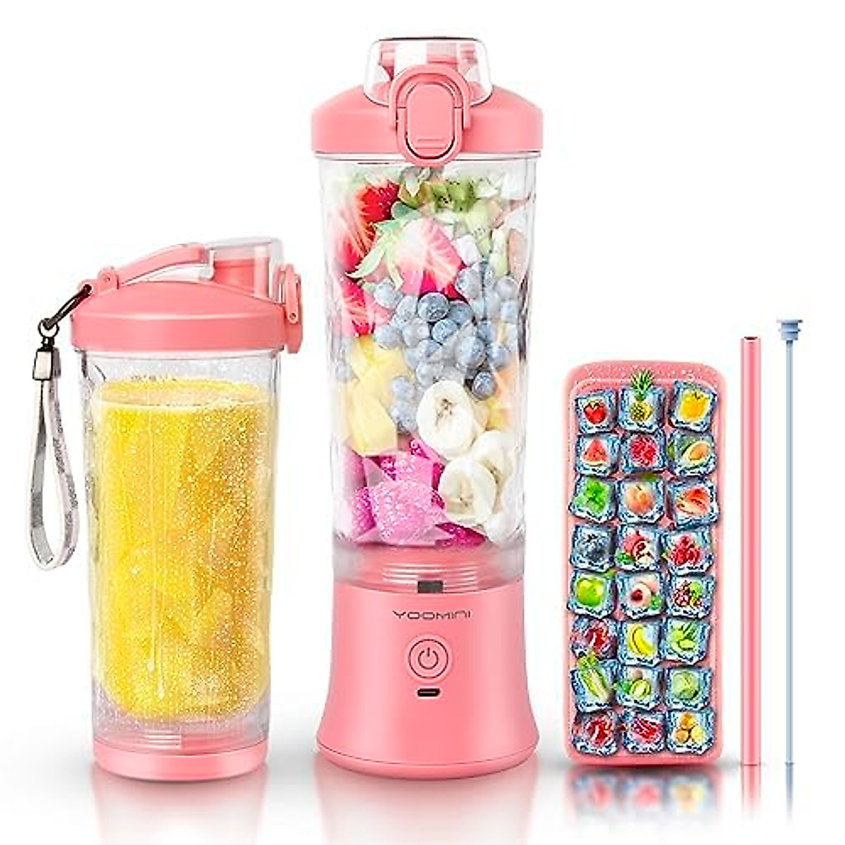 Portable Blender, Personal Blender for Shakes and Smoothies - USB Rechargeable 20oz Mini Blender with 6 Blades and ToGo Cup for Sports Travel Gym