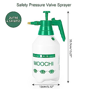 MOOCHI 2.0L/0.53Gallon Green Garden Sprayer Pump Pressure Hand Held with Safety Value for Watering, Home Cleaning, Car Washing