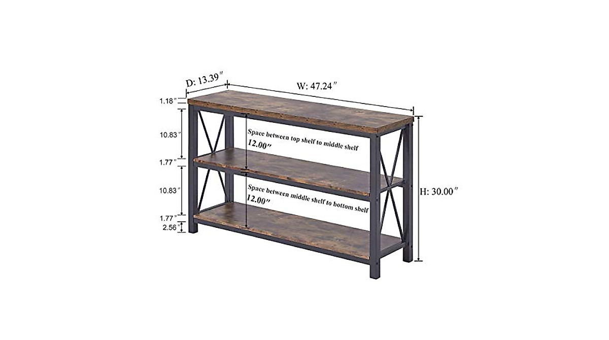 Industrial 3-Tier Console Table | Entryway & Sofa Table