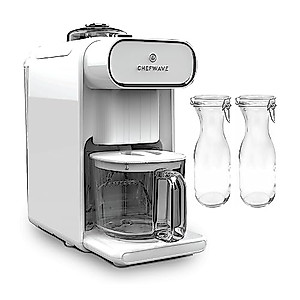 ChefWave Milkmade Non-Dairy Milk Maker Bundle with 2 Pack Resealable Glass Storage Carafes 34oz (3 Items)