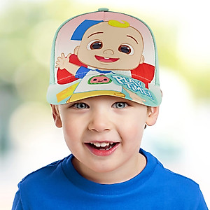 ABG Accessories Boys Blippi Toddler Baseball Cap, Features Jj, Totom and Yoyo, Kids Hat for Ages, CoComelon White/Blue, Age 2-4