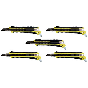 5-Pack Fastcap Kaizen Utility Knife for Cutting Boxes, Paper, Tape, Kaizen Foam, Features Replaceable Retractable Break-Away Blade And Integrated Box Tape Cutter