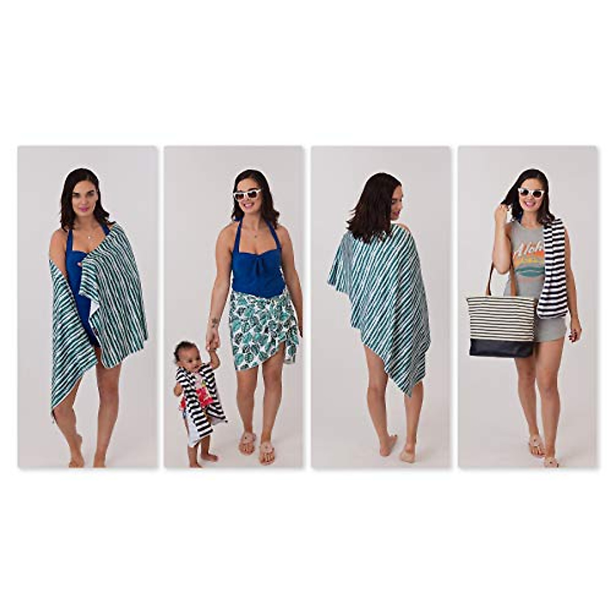 Luv Bug UPF Pool/Beach Towel, Sunscreen Towel, UV Protection, UPF 50+, Sand Free, Absorbent, & Quick Drying for Swimming, Beaches, Camping, & Travel (28.5" x 58.5", Grey)