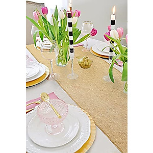 Burlap Table Runners Jute Table Runners 2 Pieces 13x84 Inch Khaki Summer Table Linens for Rustic Wedding Birthday Party Decoration