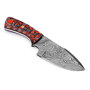 Markhor knives Damascus Custom Handmade Hunting Knife Tactical Knife 8.0 Inches Survival Knife Exotic Handle Made of Red and Black Pakkawood with Premium Leather Sheath MK- 5002 (Red)