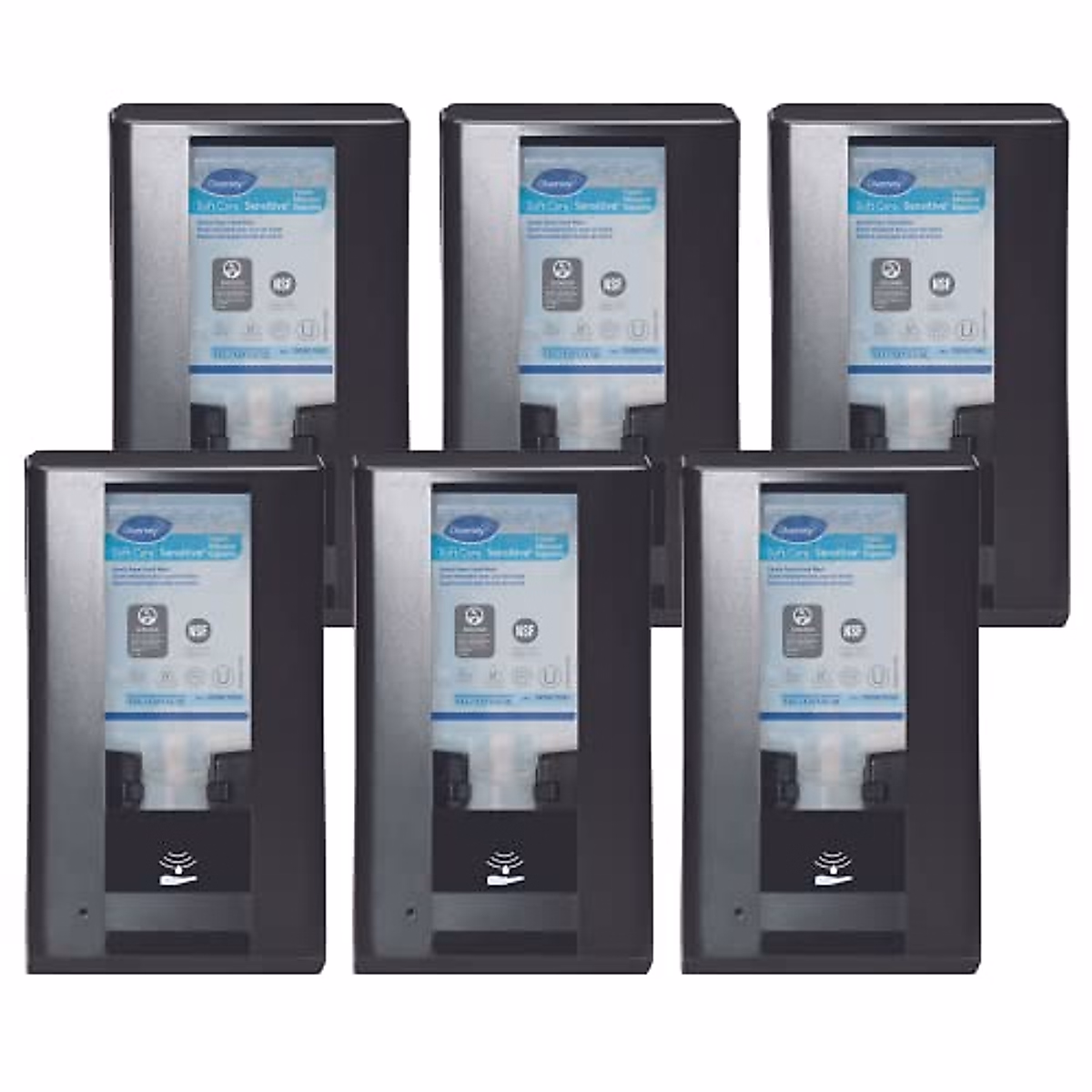 Diversey D6205550 IntelliCare Hybrid Hand Dispenser for SoftCare Liquid Foam Soaps & Sanitizers, Automatic Touchless Activation,Low Content Alerts Refillable, Black, (Pack of 6)