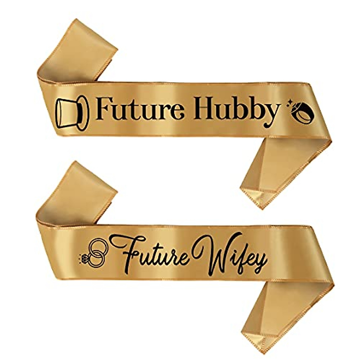 BroSash Bachelorette & Bachelor Party Sash -"Future Wifey" &"Future Hubby" Groom, Bride to Be Supplies 2 pcs Set Best Wedding Gifts Bridal Shower Decorations Engagement Favors Miss to Mrs. Gift Kit