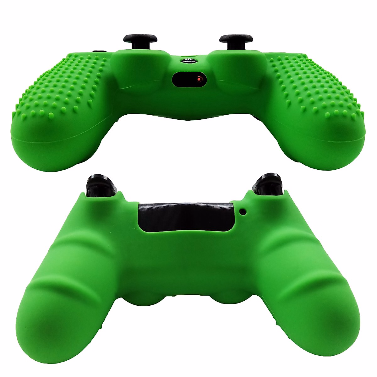 PS4 Controller Grips,Pandaren Studded Anti-Slip Silicone Cover Skin Set Compatible for PS4 /Slim/PRO Controller(Green Controller Skin x 1 + FPS PRO Thumb Grips x 8)