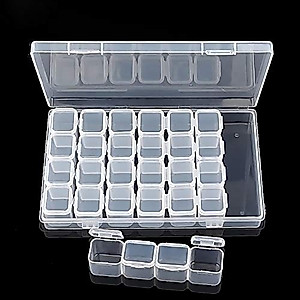 ccHuDE 28 Grids Diamond Painting Boxes Plastic Jewelry Organizer Mini Embroidery Storage Containers for DIY Art Craft Clear