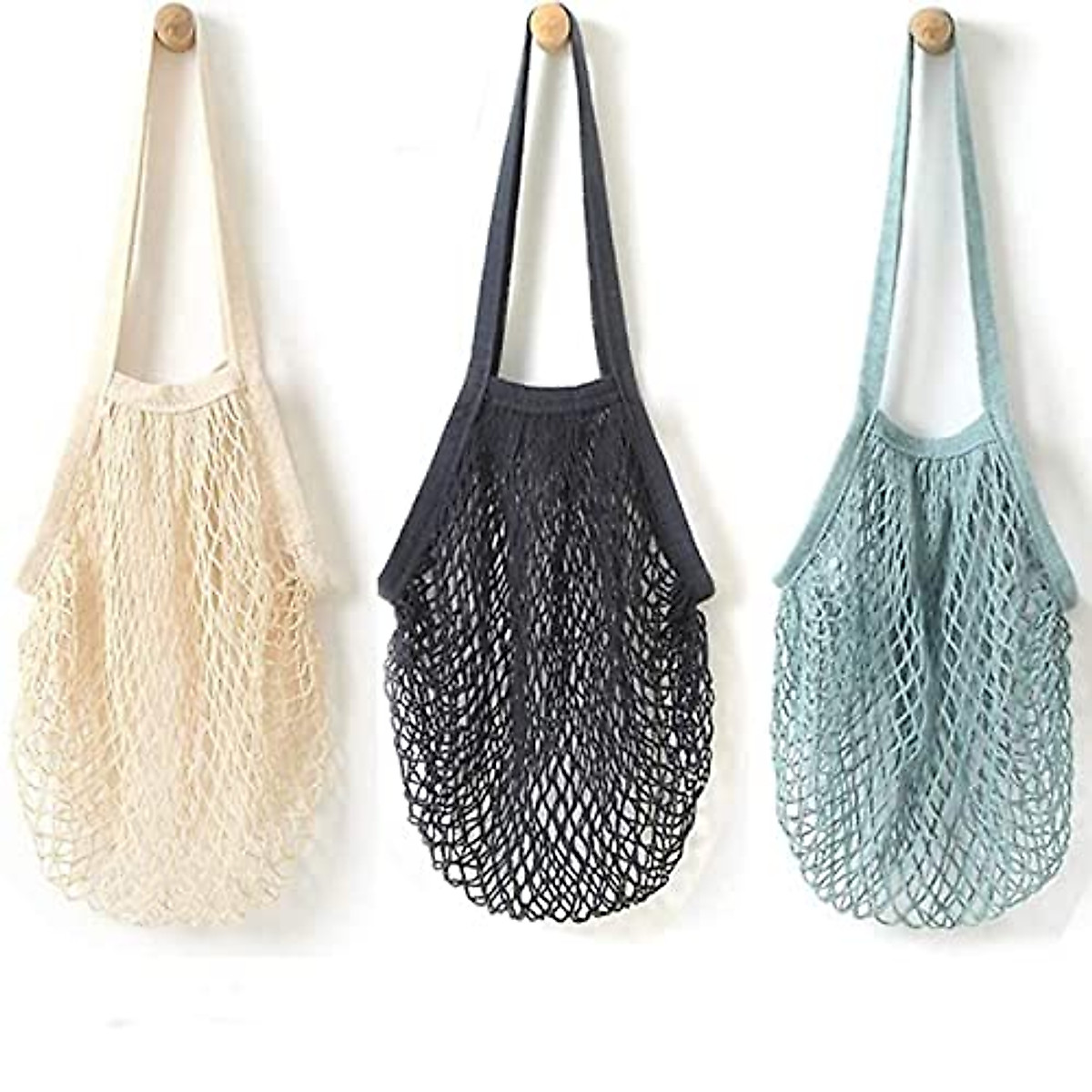 YOYI YOYI Reusable Produce Bags Cotton Mesh Grocery Bags,Washable Portable Vegetable Bag, 100% Cotton Mesh String Organizer Shopping Bag Handle Net Tote(3 Piece)