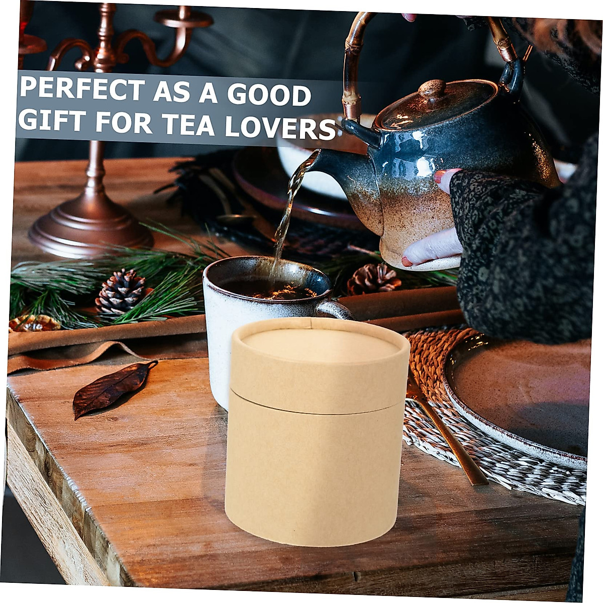 FUNOMOCYA Empty Cans Large Kraft Tea Canister Natural Minimalist Style Food Safe Storage Canister