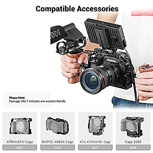 SmallRig Universal Side Wooden NATO Handle Grip DSLR Camera Cage w/Cold Shoe Mount Built-in Wrench, Threaded Holes – 2187