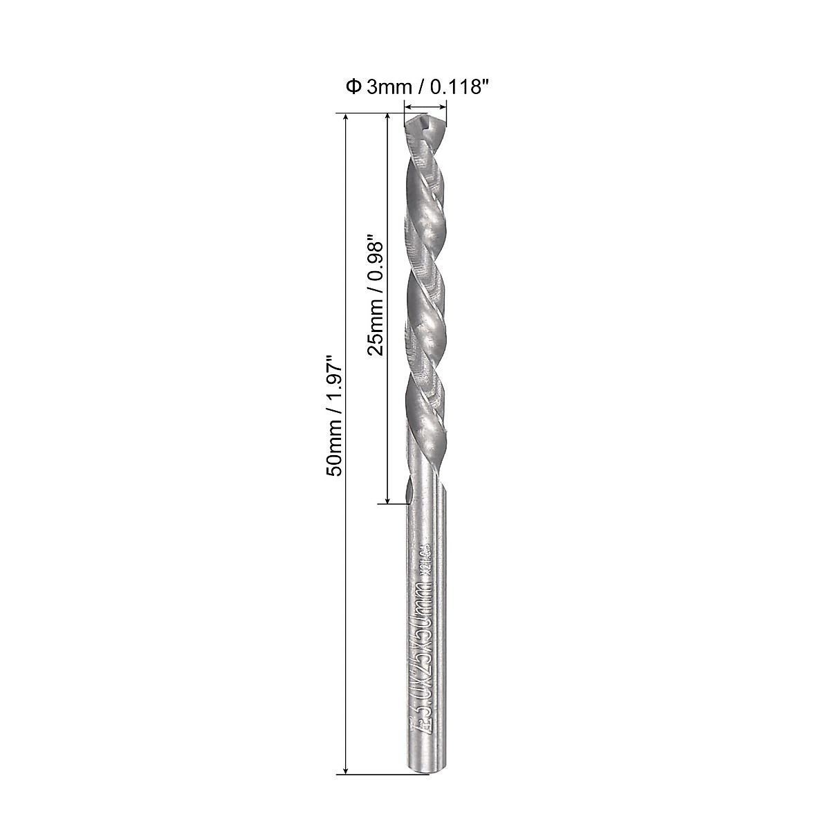 uxcell Solid Carbide Twist Drill Bits 3mm, Metric Left Hand Spiral Flutes Straight Shank Tungsten Steel Drilling Tool for Stainless Steel Alloy Metal, 2pcs