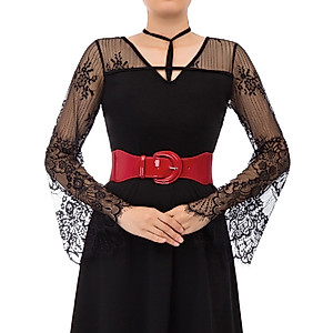 GRACE KARIN Plus Size Elastic Designer Belts Buckled Waistband for Party Skirts (2XL,Red)