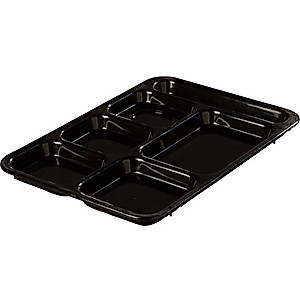 Carlisle FoodService Products Right-Hand 6-Compartment Tray, 10" x 14", Black