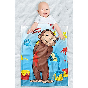 LOGOVISION Curious George Lightweight Baby Blanket, 30"X40", Paint Unisex for Infants Girls & Boys
