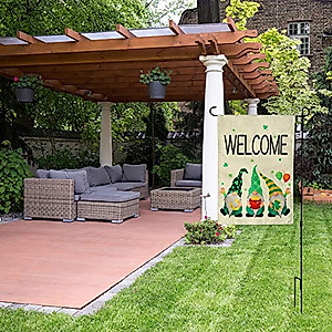 Boao St Patrick's Day Garden Flag Welcome Gnome Garden Flag Double Sided Shamrock Yard Flag Holiday Decorative Garden Flag for St Patrick's Day Indoor Outdoor Decoration, 12.5 x 18 Inches